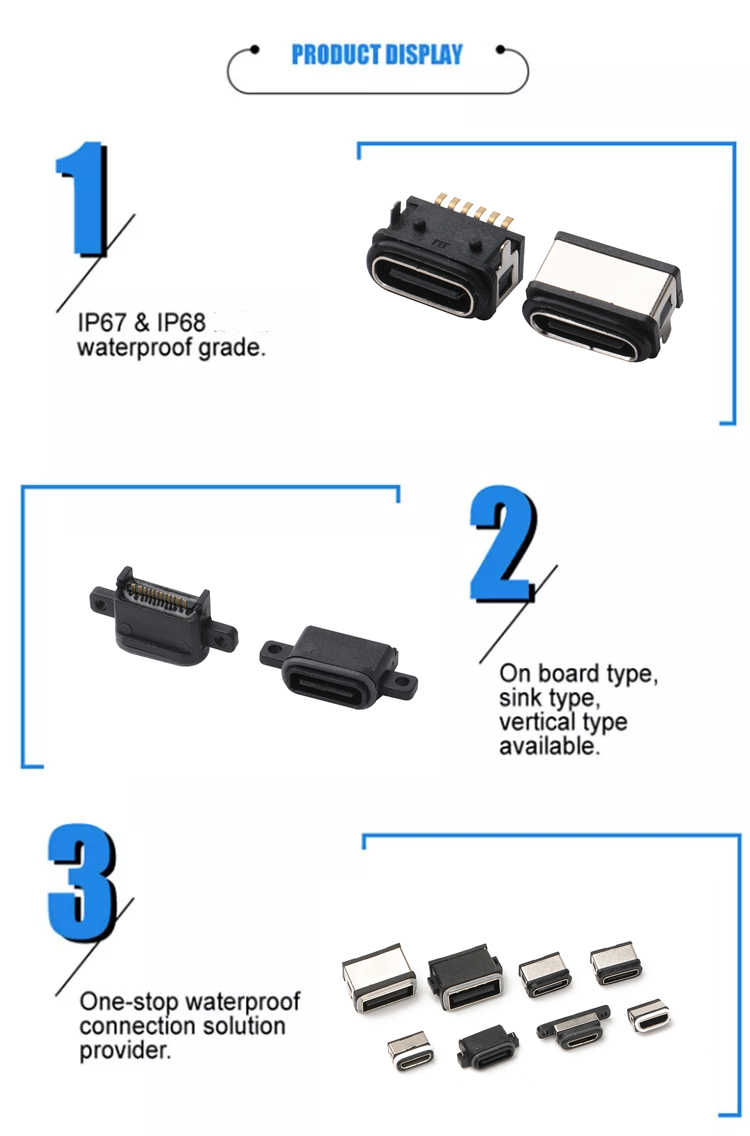 Mini USB female male A B C type vertical connector Wire connector ...
